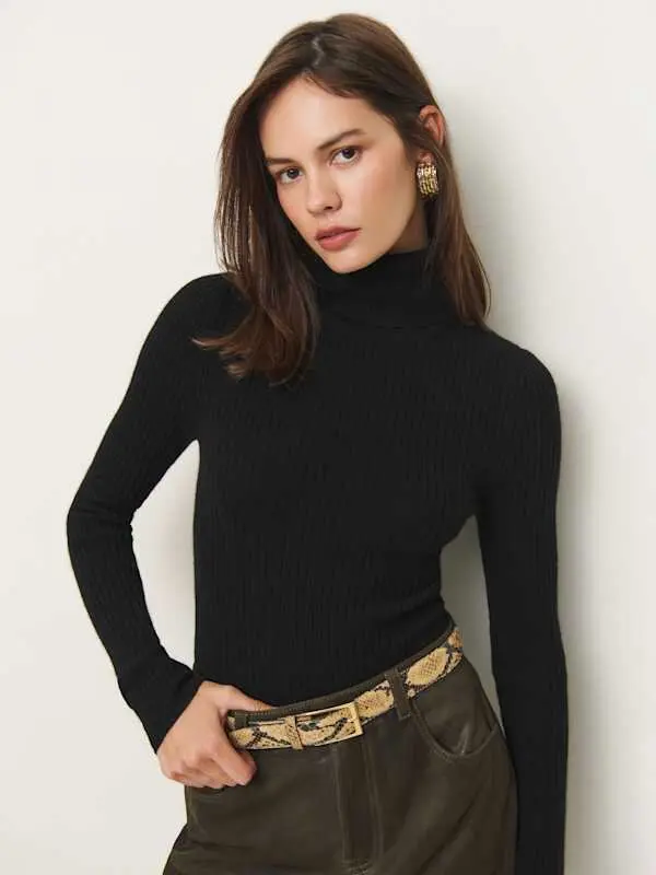 REFORMATION Tink Cashmere Turtleneck Bodysuit