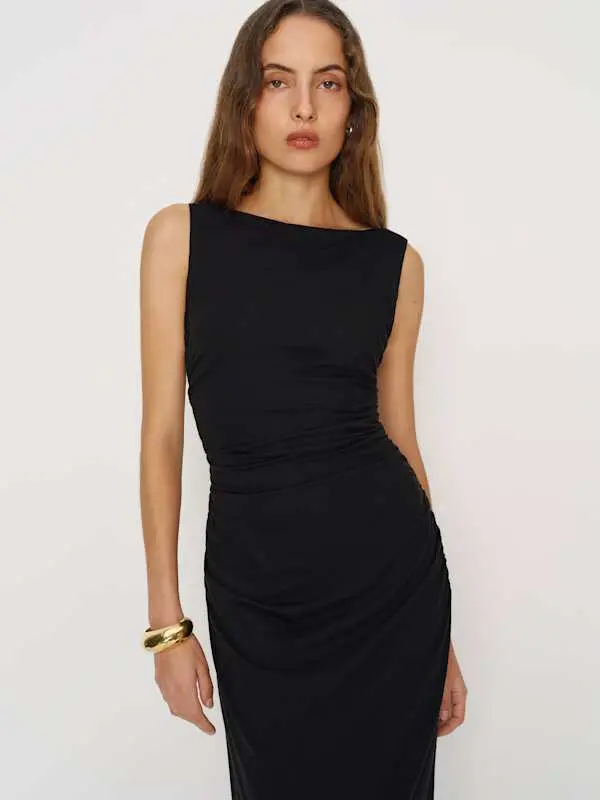 Reformation Benson Knit Dress - Black | Editorialist