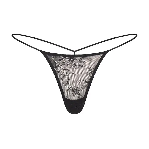 SKIMS Ultra Fine Lace Micro Thong - Onyx