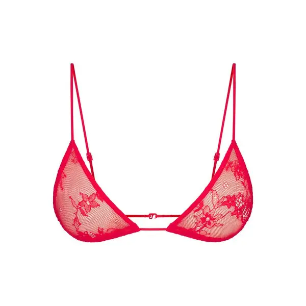 SKIMS Ultra Fine Lace Micro Triangle Bralette - Ruby