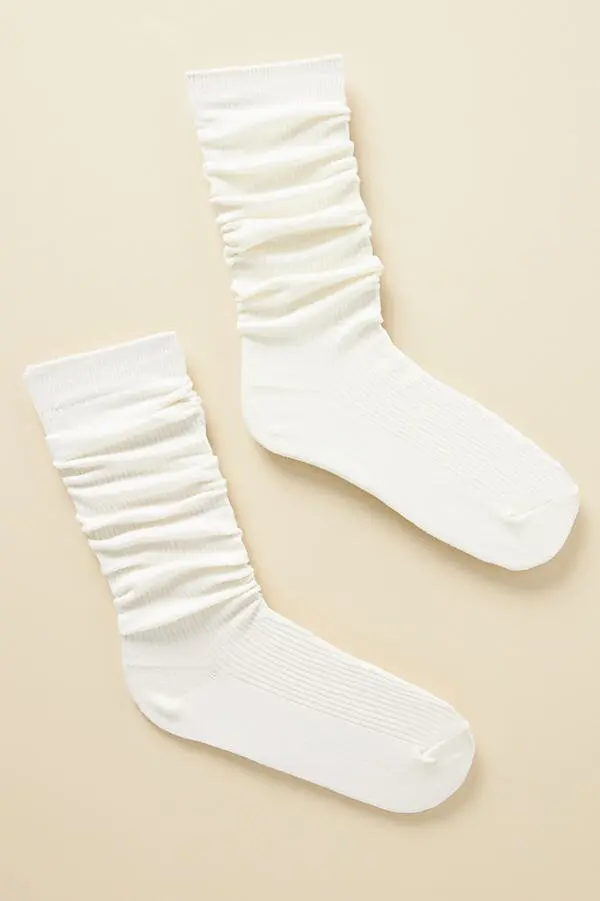 Anthropologie Knee-high Ribbed Trouser Socks - White