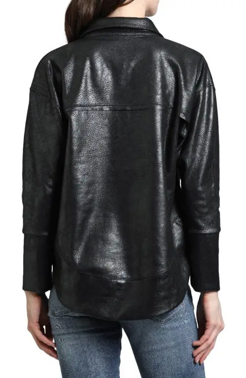 APNY Faux Leather Henley Top