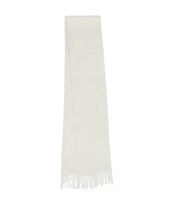 REISS Meyer Silk Fringed Scarf - Ivory
