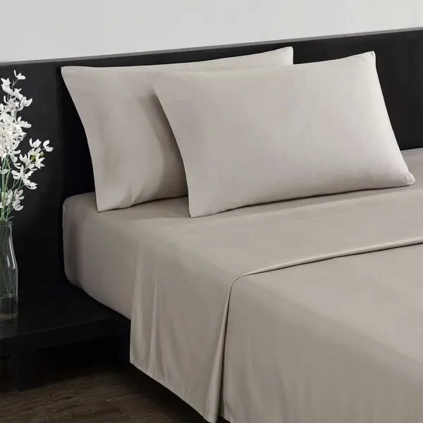 Vera Wang Solid T800 Sateen Cvc Sheet Set - Natural
