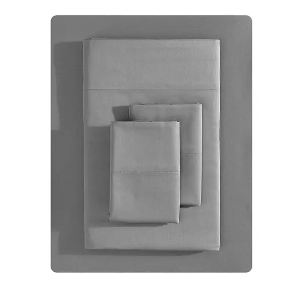 Vera Wang Solid T800 Sateen Cvc Sheet Set - Charcoal