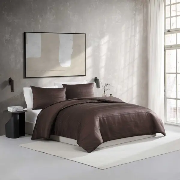 Vera Wang Illusion Lines 3 Piece Duvet Cover Set, King