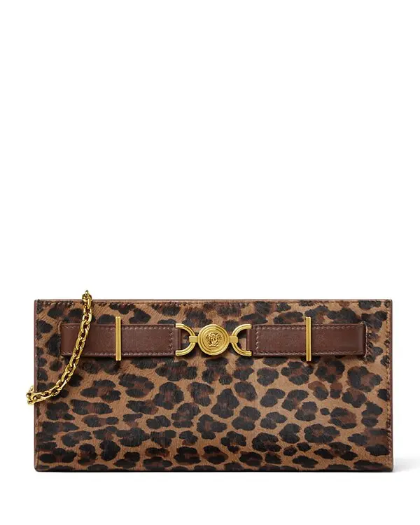 Versace Medusa 95 Leopard Clutch - Brown Mocha