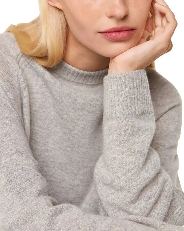 Whistles Ultimate Cashmere Crewneck Sweater - Grey Marl