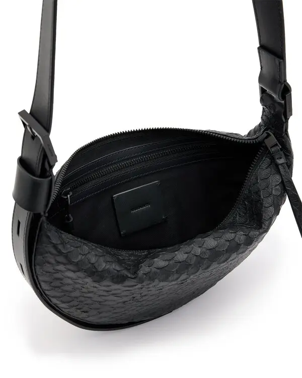 ALLSAINTS Half Moon Leather Crossbody - Black/black