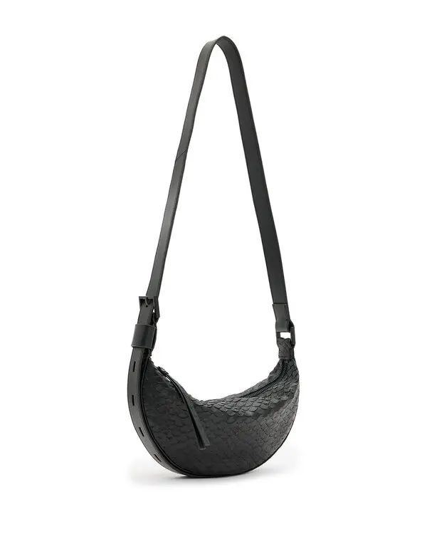 ALLSAINTS Half Moon Leather Crossbody - Black/black