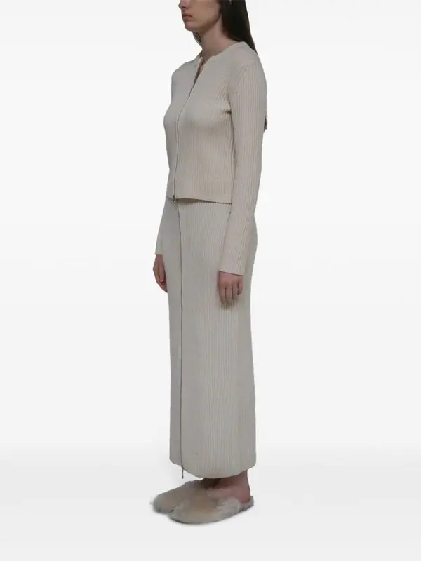 Rosetta Getty Zip-up Ribbed Knit Cardigan