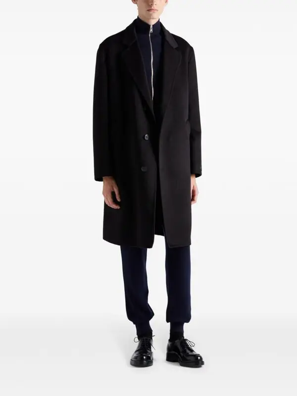 Prada Single-Breasted Wool Coat - Black | Editorialist