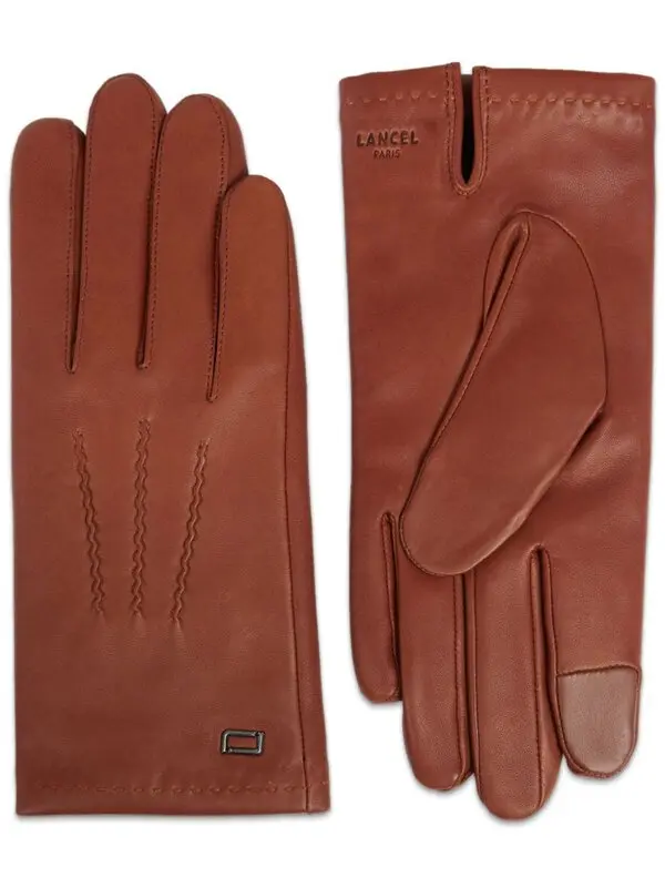 LANCEL Sellier Leather Gloves - Brown