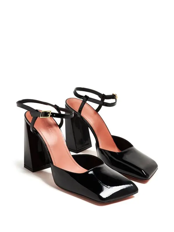 Amina Muaddi 95mm Charlotte Patent-leather Pumps - Black