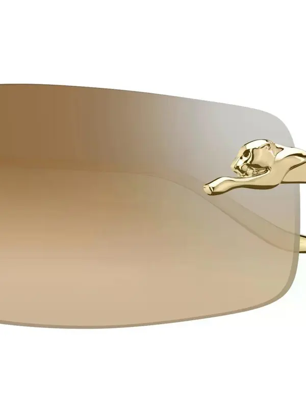 Cartier Panthère Rectangle-shape Sunglasses - Gold