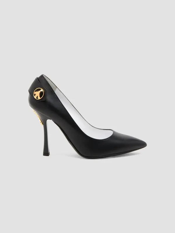 Moschino Peace Button 100mm Leather Pumps - Black