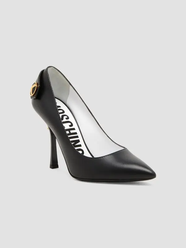 Moschino Peace Button 100mm Leather Pumps - Black