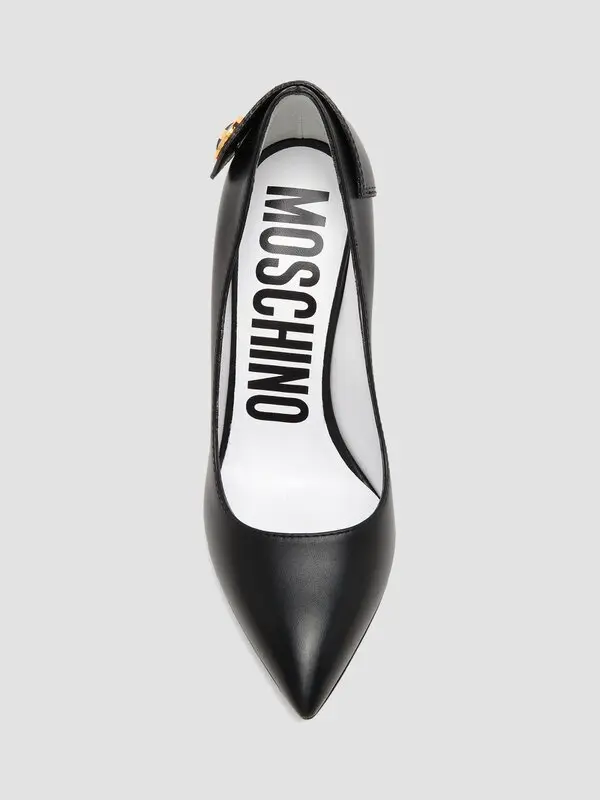 Moschino Peace Button 100mm Leather Pumps - Black