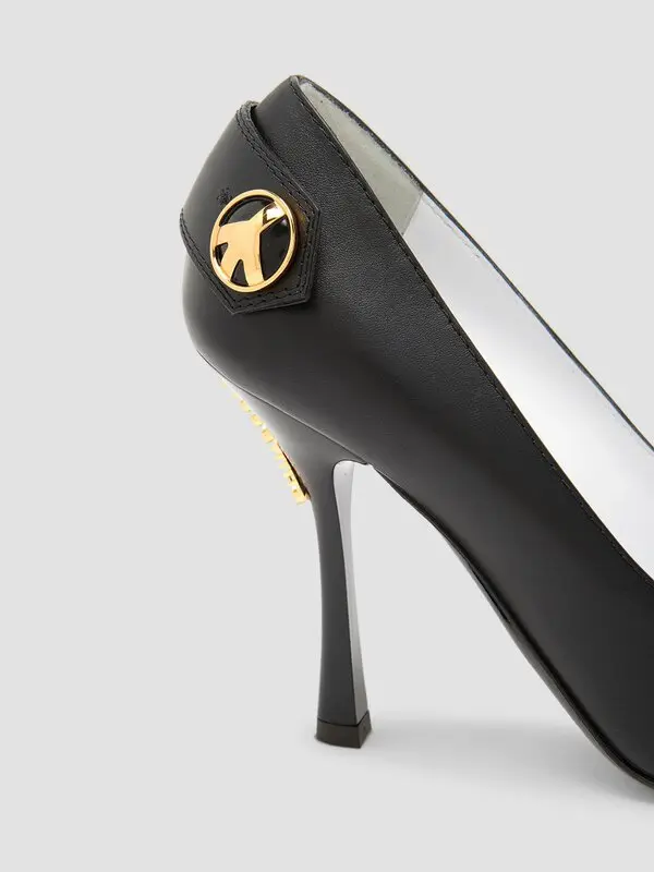 Moschino Peace Button 100mm Leather Pumps - Black