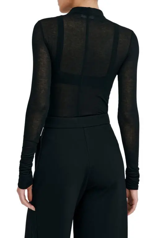 MARCELLA Alicia Sheer Mock Neck Knit Top