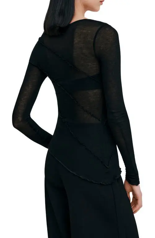 MARCELLA Melody Ruffle Seam Top - Black