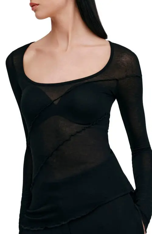 MARCELLA Melody Ruffle Seam Top - Black