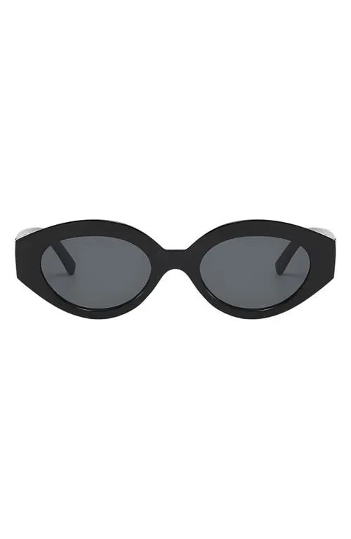 FIFTH & NINTH Emily Oval Polarized Sunglasses - Black / Black