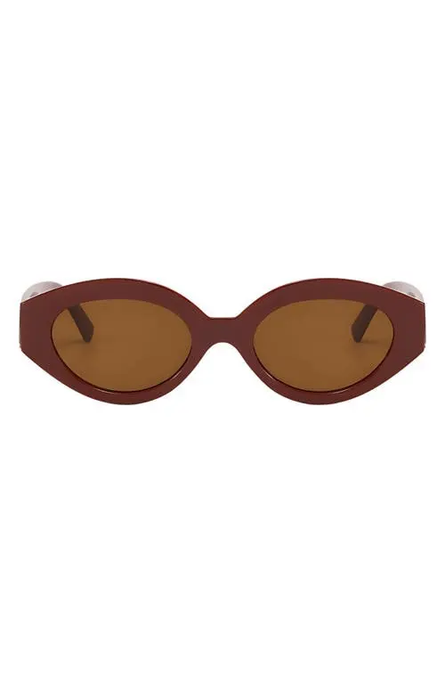 FIFTH & NINTH Emily Oval Polarized Sunglasses - Brown / Brown