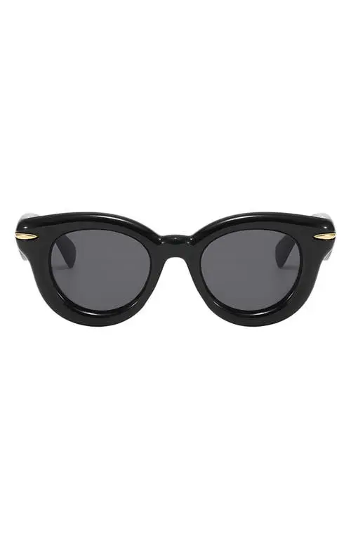 FIFTH & NINTH Marlow 46mm Polarized Round Sunglasses - Black / Black