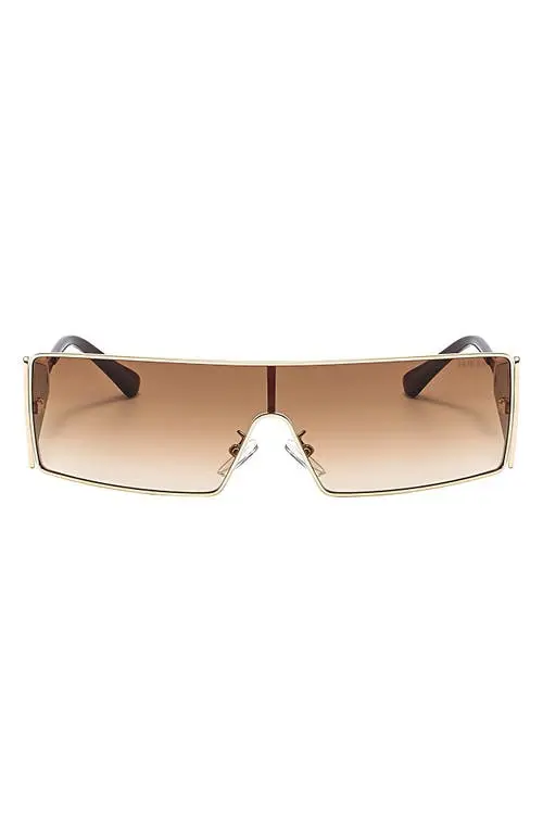 FIFTH & NINTH Paloma Oversized Shield Sunglasses - Gold / Brown