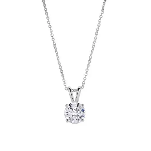 LUVMYJEWELRY 14k Gold 1 Carat Lab Grown Diamond Pendant Necklace - 14k White Gold