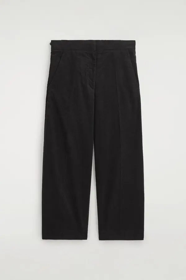 Cos Cropped Cotton-corduroy Trousers - Black