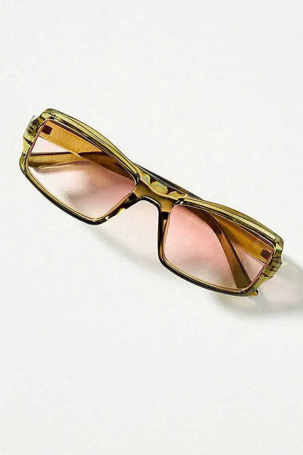 Anthropologie Rectangle Curved Sunglasses In Green - 29% Off  display picture 2