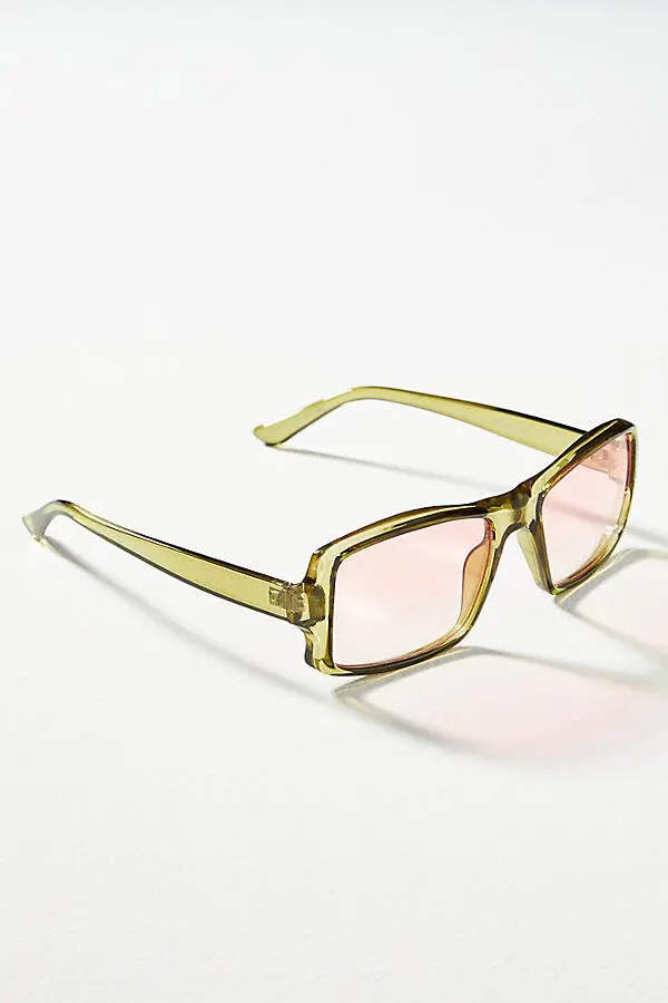 Anthropologie Rectangle Curved Sunglasses In Green - 29% Off  display picture 2
