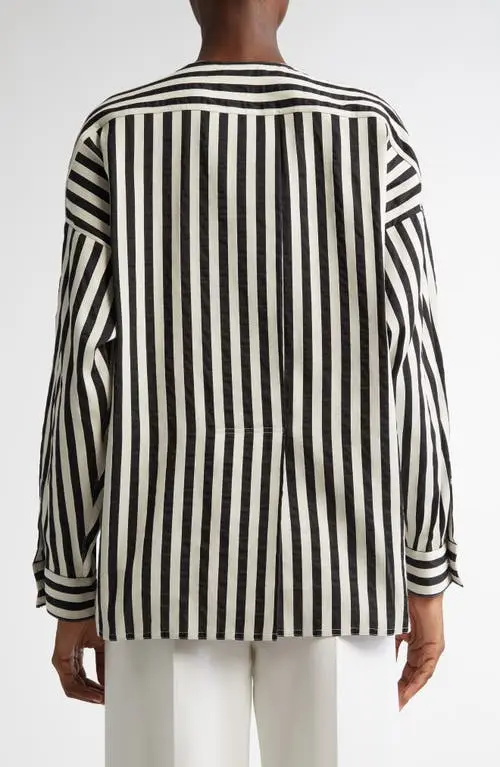 Max Mara Two-tone Striped Cotton-silk Shirt