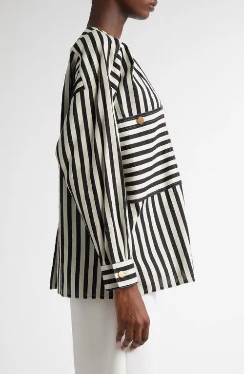 Max Mara Two-tone Striped Cotton-silk Shirt