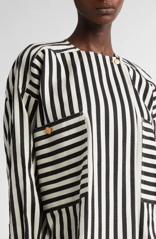 Max Mara Two-tone Striped Cotton-silk Shirt