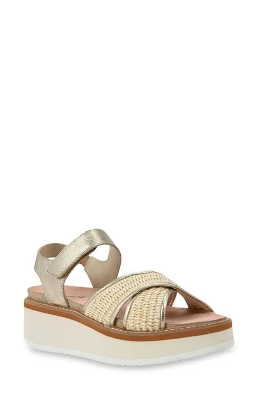 Naot Pavlova Platform Sandals - Radiant Gold/ Blonde Raffia