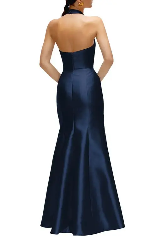 Alfred Sung Halter Neck Satin Gown