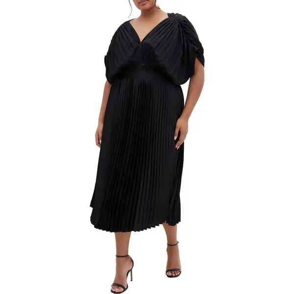 City Chic Henley Pleated Maxi Dress