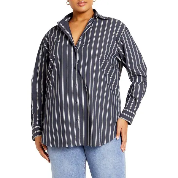 City Chic Celine Stripe Shirt
