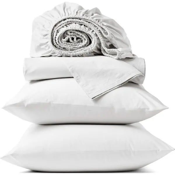COYUCHI Refined 300 Thread Count Organic Cotton Percale Sheet Set - Alpine White