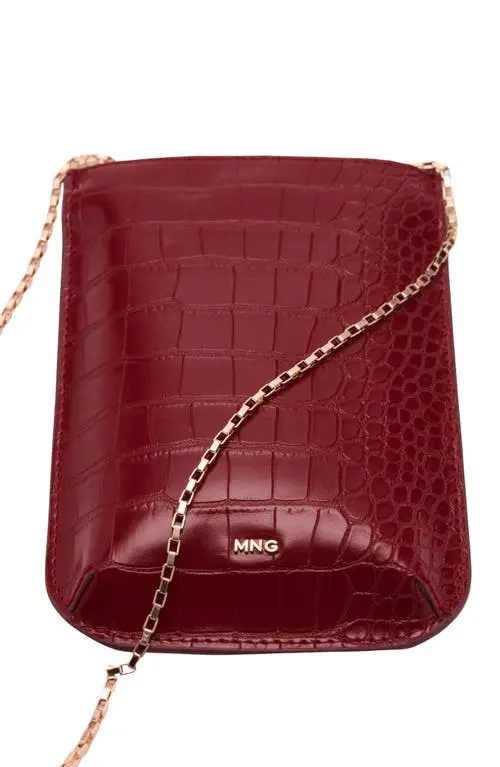 Mango Croc Embossed Faux Leather Phone Pouch - Red