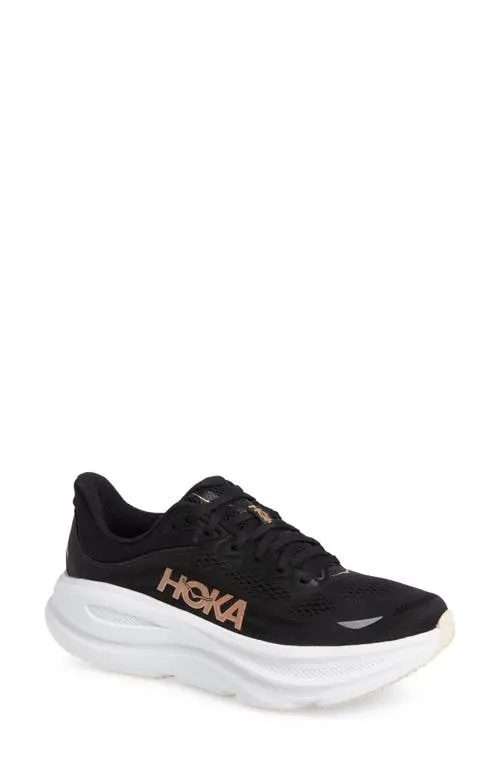 HOKA® Bondi Running Shoe - Black / Rose Gold