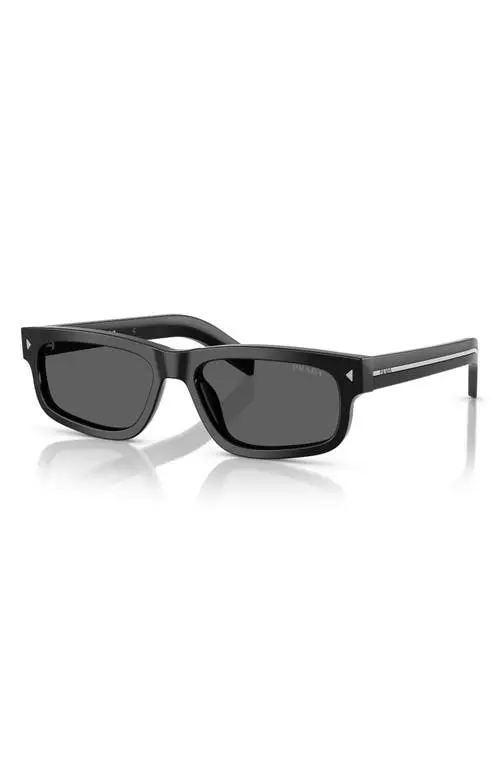Prada 57mm Rectangular Sunglasses - Dark Grey