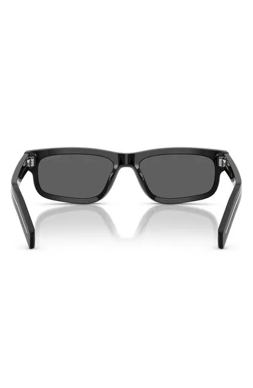 Prada 57mm Rectangular Sunglasses - Dark Grey