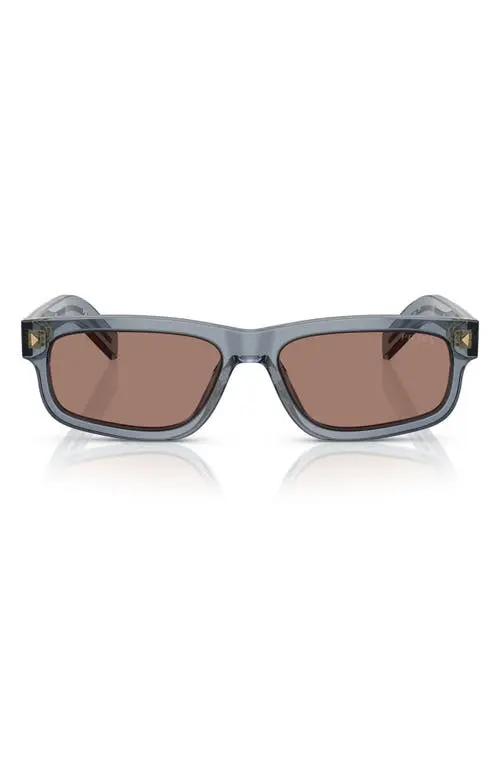 Prada 57mm Rectangular Sunglasses - Ocean/brown Mirror Grey