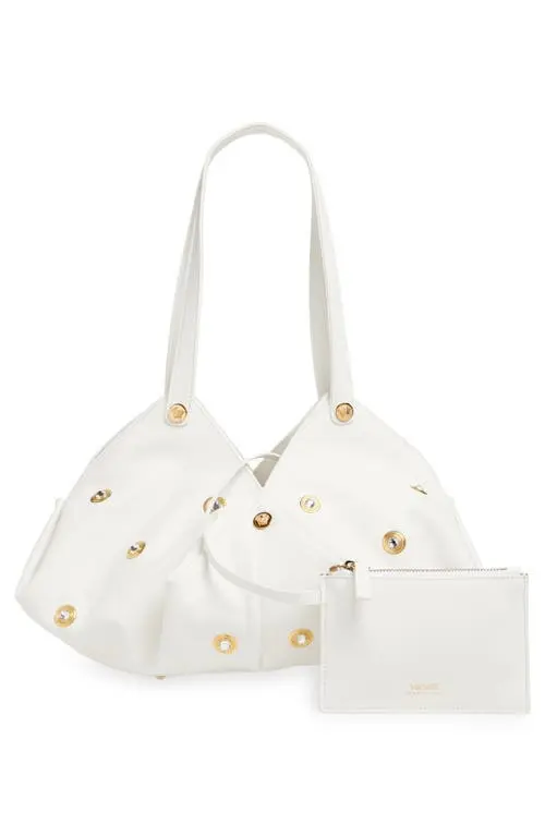 Versace Protea Leather Shoulder Bag - Porcelain White Gold