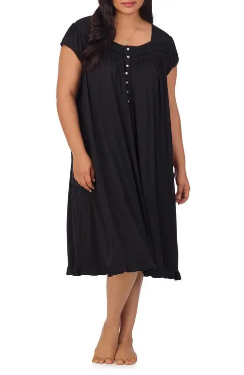 Eileen West Cap Sleeve Jersey Nightgown - Black