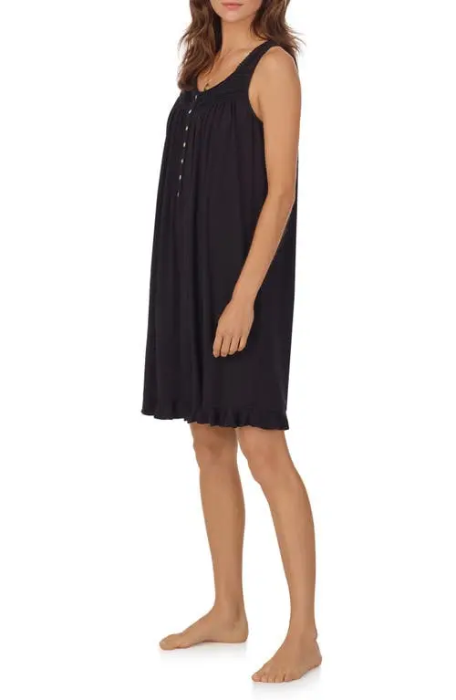 Eileen West Sleeveless Short Jersey Chemise - Black